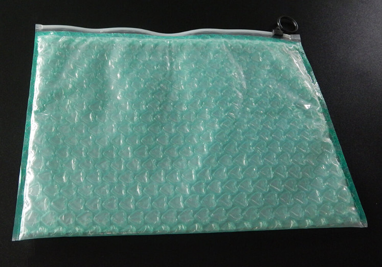 Strong Adhesive Clear Plastic Zipper Bubble Bags With Copperplate Printing