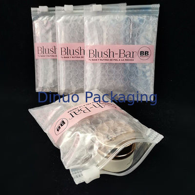 Strong Adhesive Clear Plastic Zipper Bubble Bags With Copperplate Printing